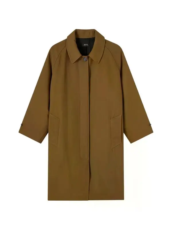 A.p.c. Khaki Water-repellent Wool Mac - Brown