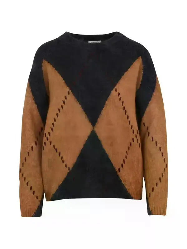 Maison123 Afonzo Argyle Brushed-knit Sweater - Brown