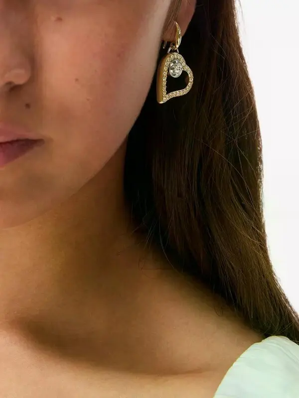 Versace Medusa Crystal-embellished Heart Earrings - Gold