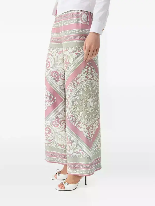 Versace Barocco-print Silk Trousers - Pink