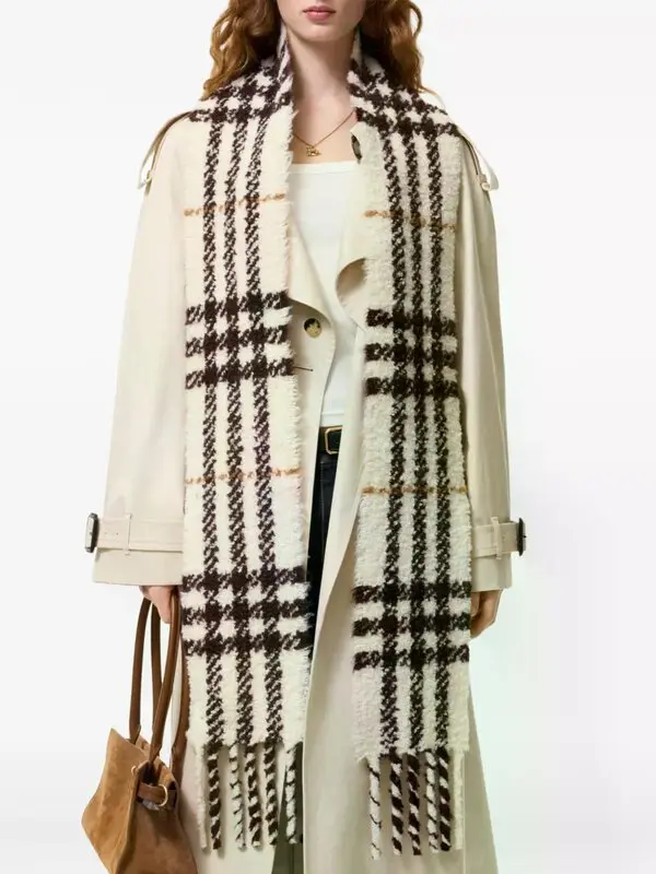 Burberry Narrow Check Alpaca-wool-blend Bouclé Scarf