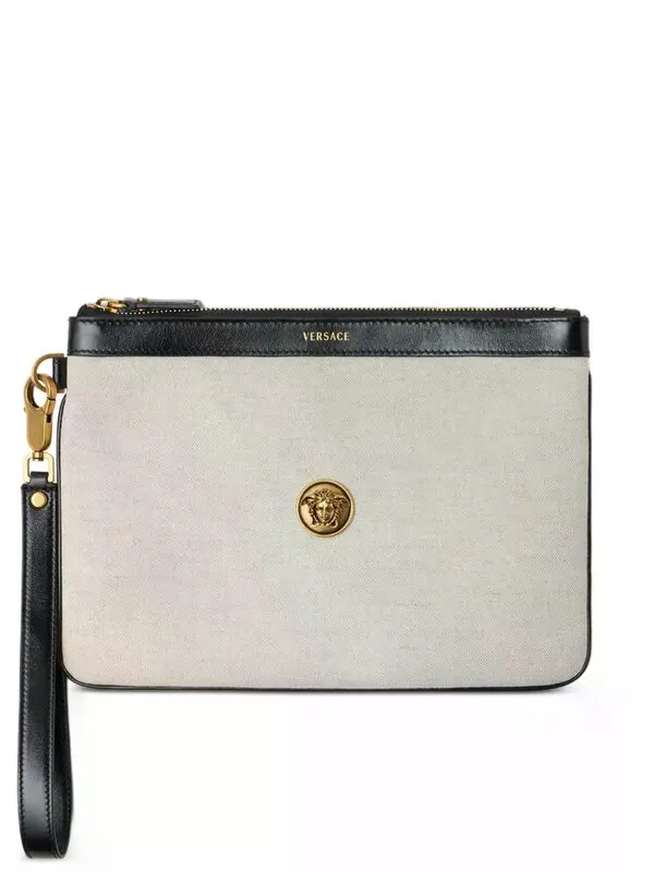 Versace Rivière Canvas Pouch - Neutrals