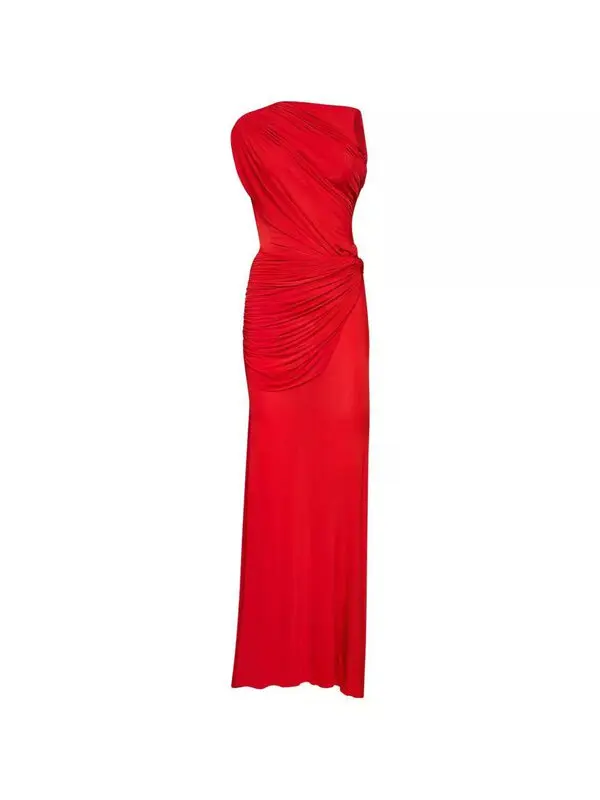 Alex Perry Gathered Asymmetric-neck Maxi Dress - Red