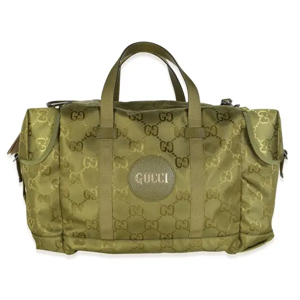 Gucci Gg Nylon Off The Grid Script Logo Duffle Bag - Green