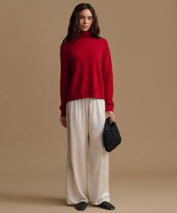 Jenni Kayne Flynn Cashmere Turtleneck Top - Red