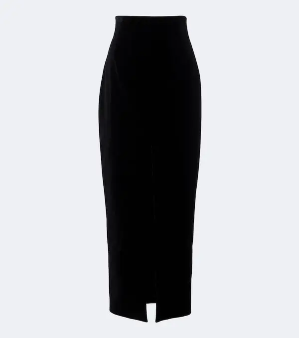 Khaite Lachlan Cotton Velvet Pencil Skirt - Black