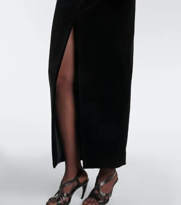 Khaite Lachlan Cotton Velvet Pencil Skirt