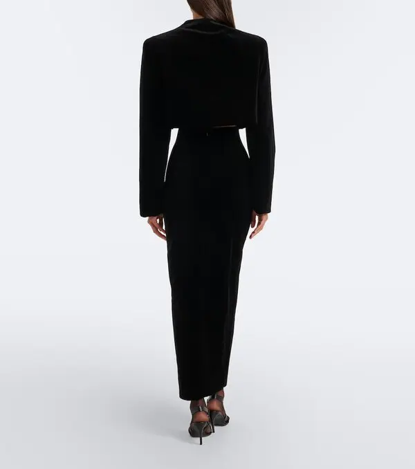 Khaite Lachlan Cotton Velvet Pencil Skirt