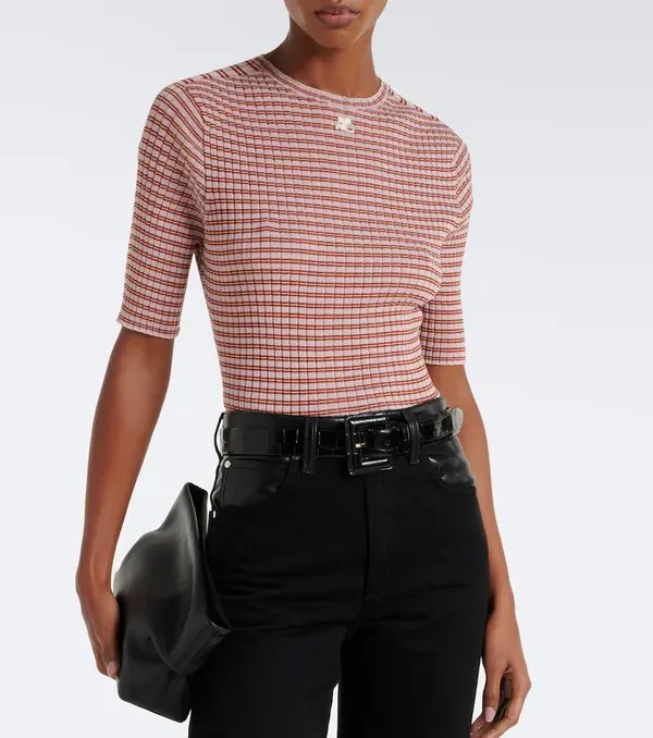 COURREGES Courrèges Striped Cotton-blend T-shirt