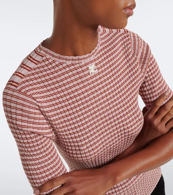 COURREGES Courrèges Striped Cotton-blend T-shirt