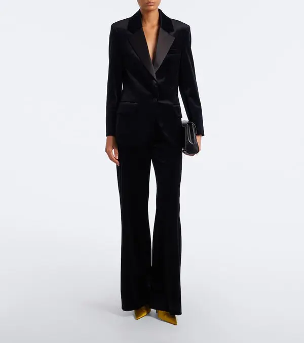 Victoria Beckham Alina Cotton-blend Velvet Flared Pants