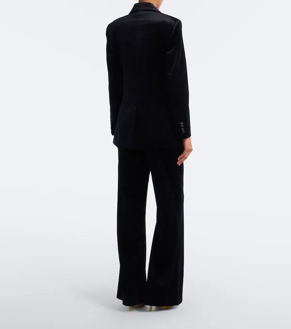 Victoria Beckham Alina Cotton-blend Velvet Flared Pants
