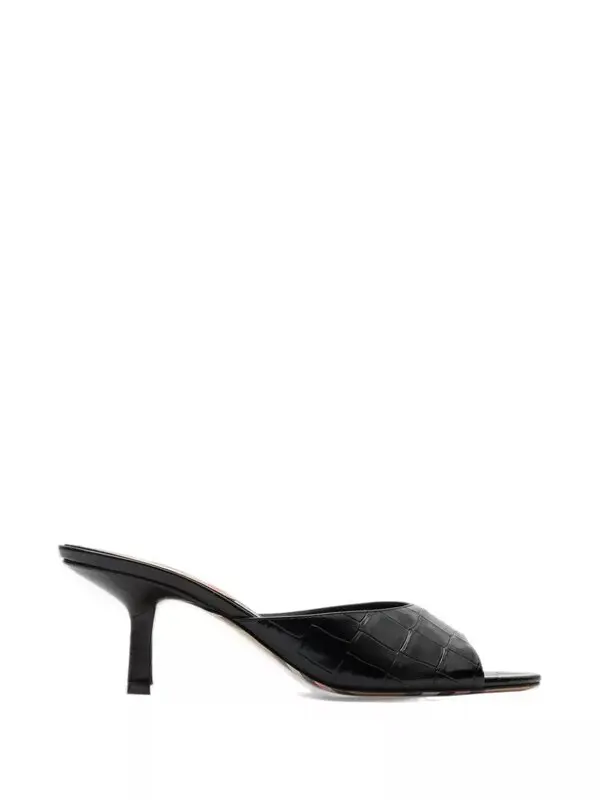 Burberry Crocodile-effect Leather Mews Low Sandals