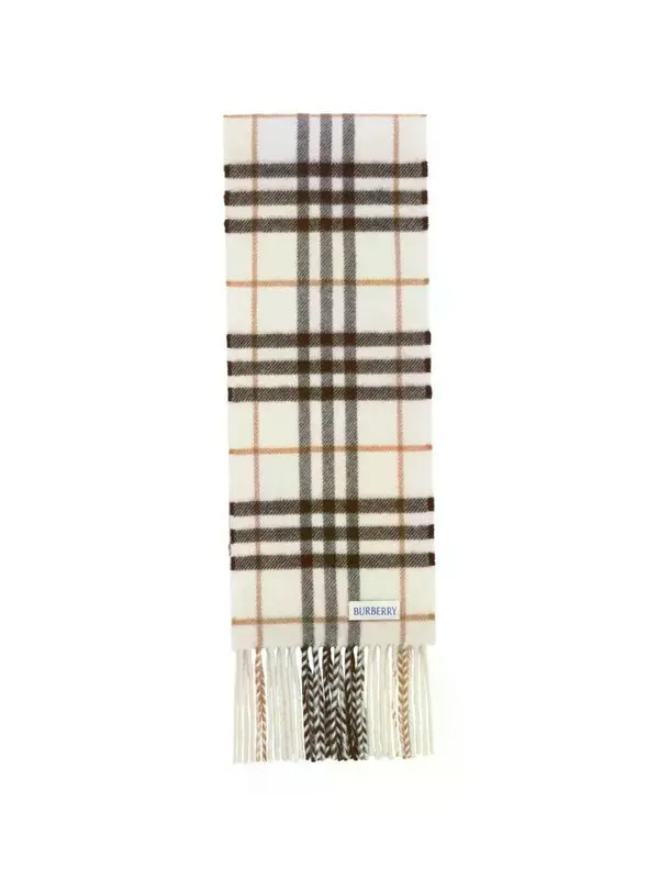 Burberry Narrow Check Cashmere Scarf - Neutrals