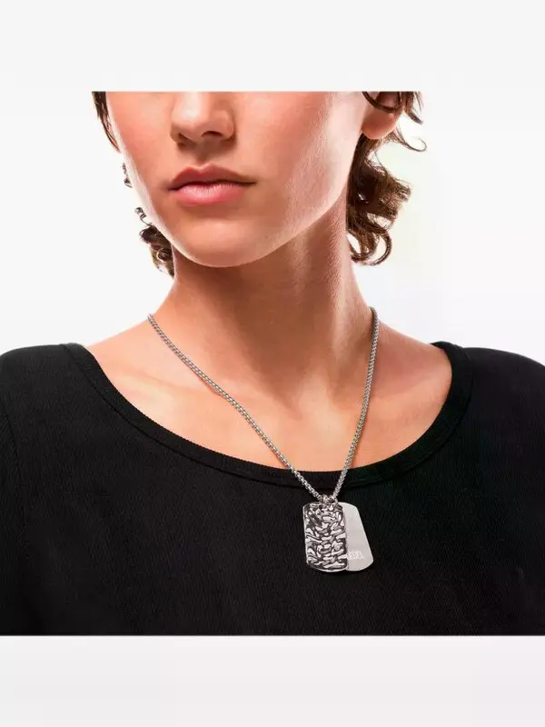 DIESEL® Stainless Steel Dog Tag Necklace - Silver