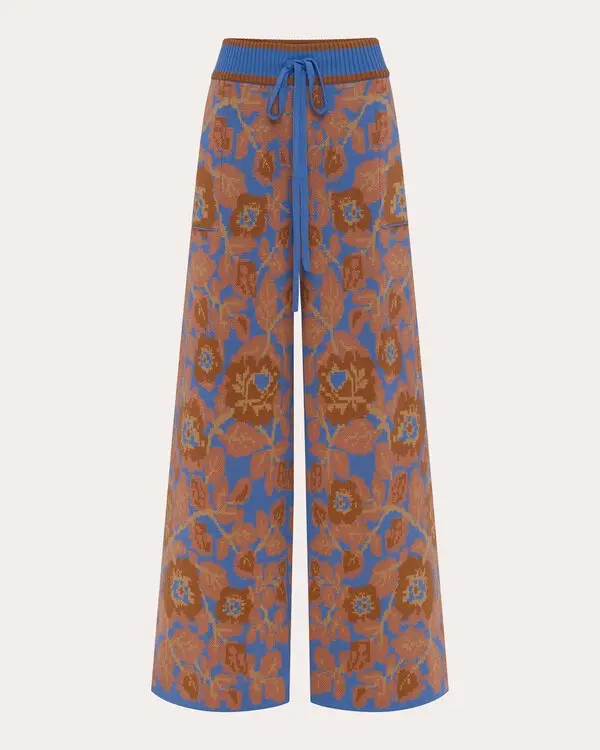 ANNABO Mirage Bloom Floral Wool Jacquard Pants - Multicolor