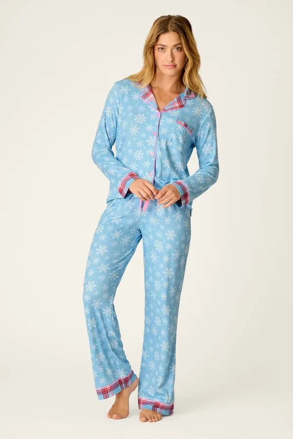 PJ Salvage Personalized Plaid About You Snowflakes & Plaid Pajama Set