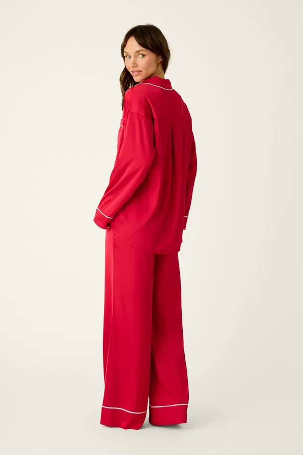 PJ Salvage Personalized Moonlight Muse Red Satin Long Sleeve Pajama Set
