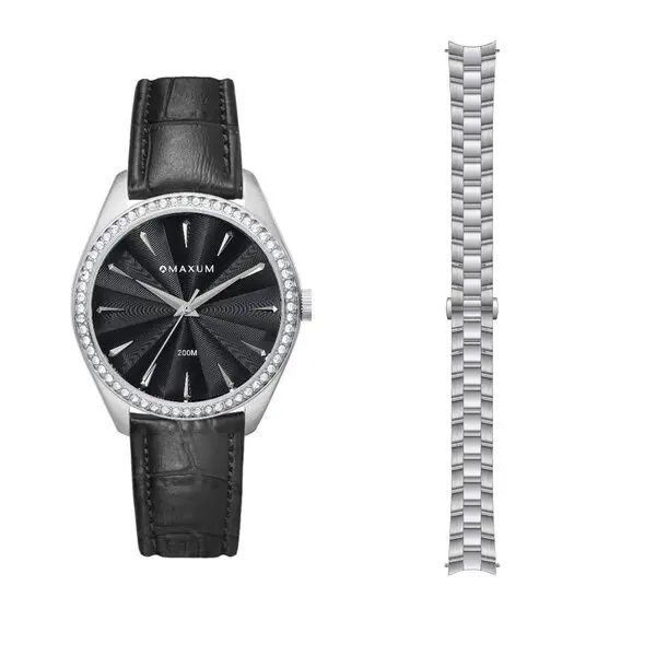 MAXUM Sydney Silver Crystal Bezel Leather Box Set