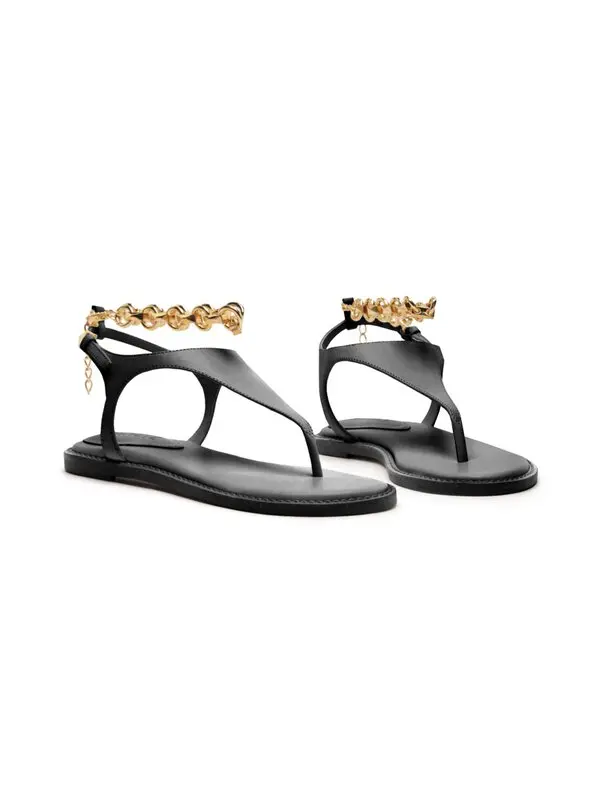 Schutz Lys Chain-detailed Leather Flat Sandals