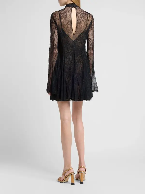 Etro Lace & Metallic Silk Combo Mini Dress