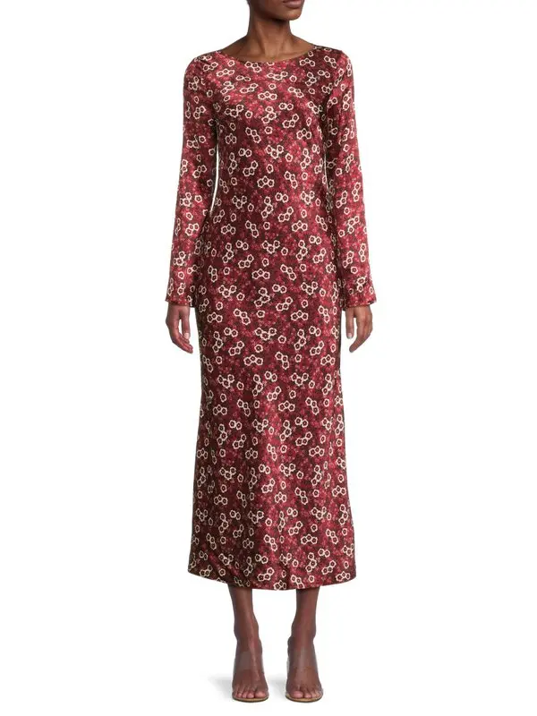 Ciao Lucia Gaia Floral Silk Charmeuse Midi-dress