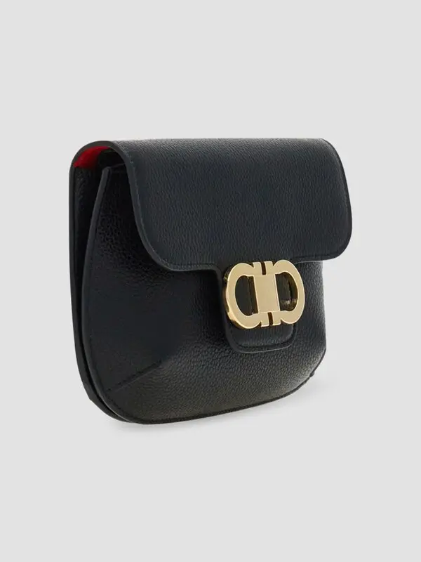 FERRAGAMO Mini Double Gancini Leather Crossbody Bag