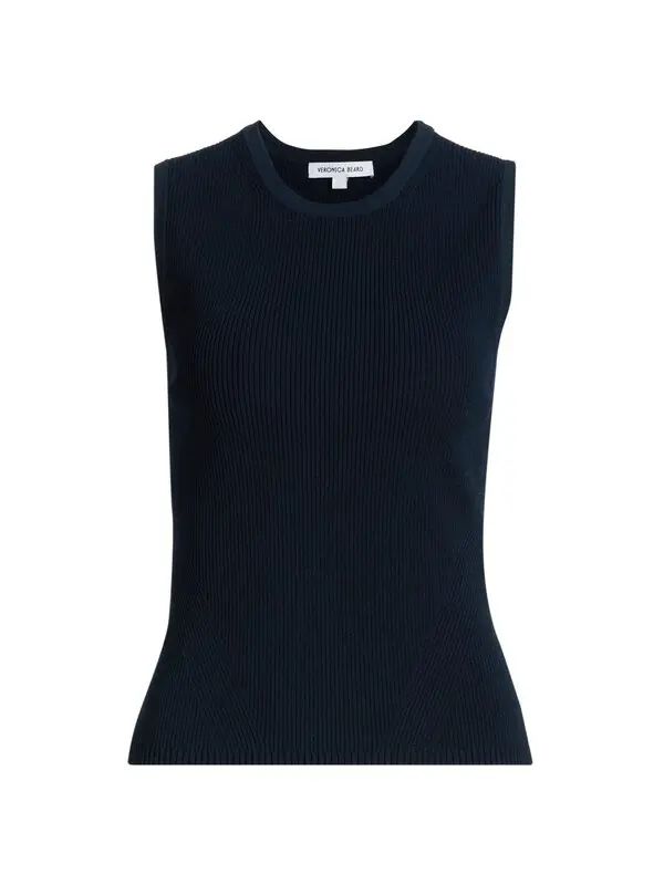 Veronica Beard Sid Rib-knit Crewneck Tank - Navy