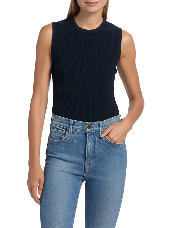 Veronica Beard Sid Rib-knit Crewneck Tank
