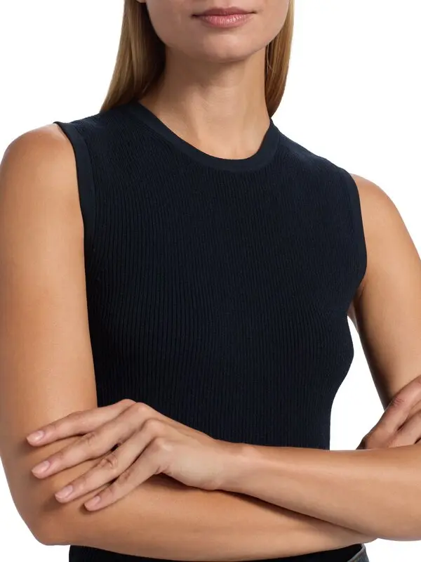 Veronica Beard Sid Rib-knit Crewneck Tank