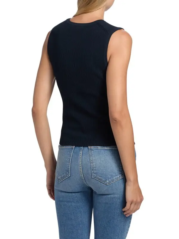 Veronica Beard Sid Rib-knit Crewneck Tank