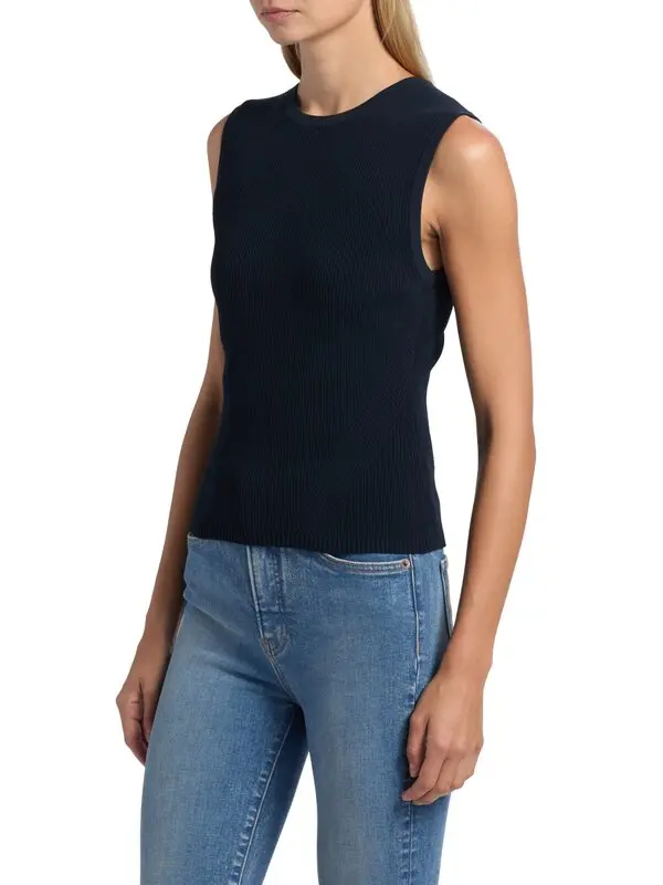 Veronica Beard Sid Rib-knit Crewneck Tank