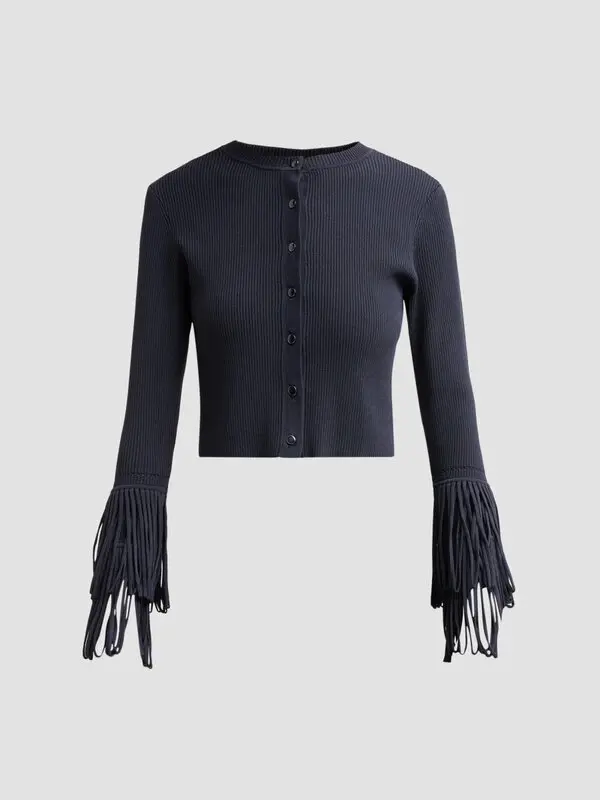TOCCIN Claudia Fringe-cuff Cardigan