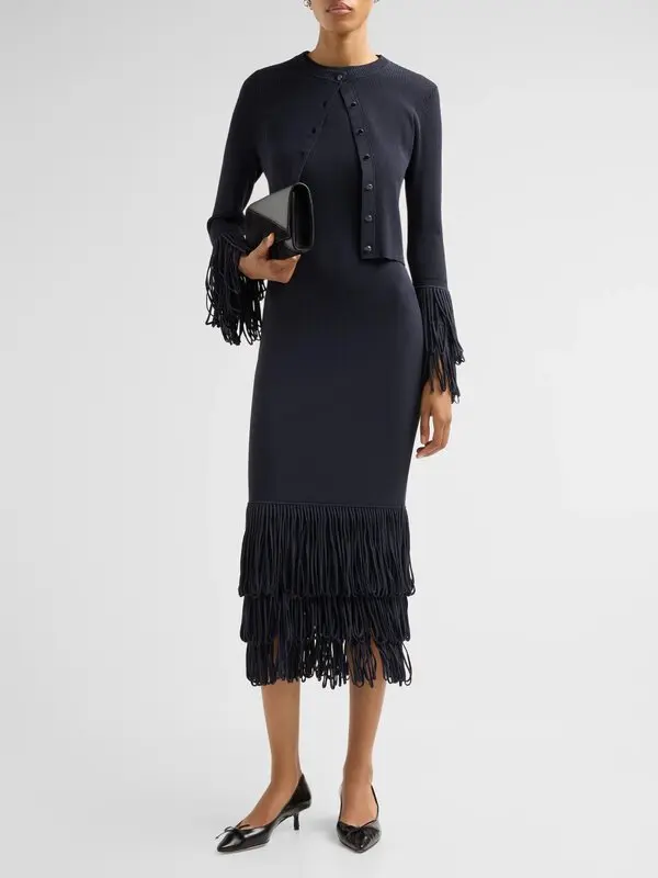 TOCCIN Claudia Fringe-cuff Cardigan