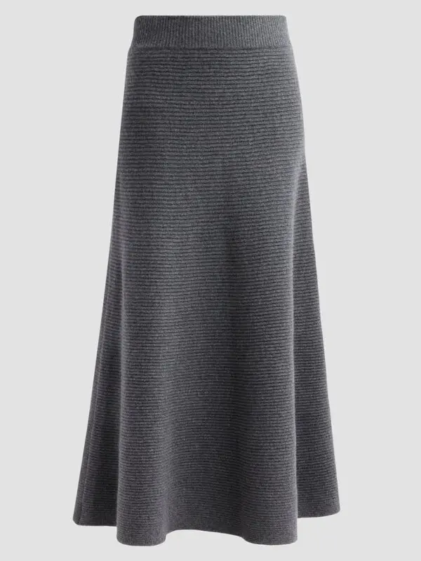 LISA YANG Dovie Cashmere Rib-knit Midi Skirt - Graphite