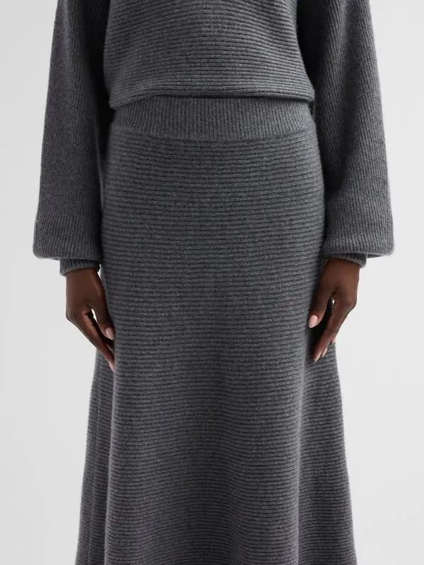 LISA YANG Dovie Cashmere Rib-knit Midi Skirt