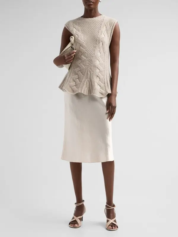 LISA YANG Signy Cable-knit Cashmere Top