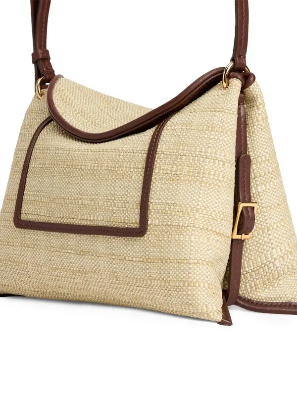 WANDLER Hortensia Mini Raffia Crossbody Bag