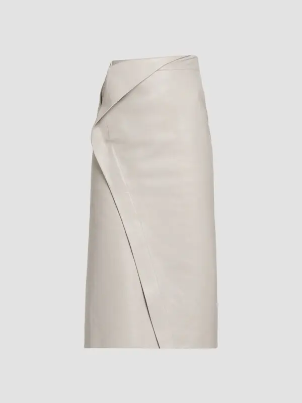 JIL SANDER Wrap Leather Midi Skirt