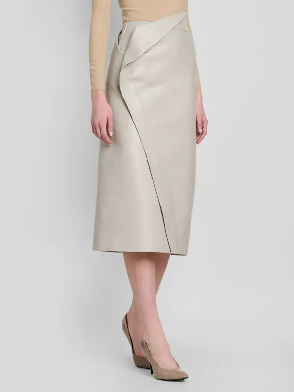 JIL SANDER Wrap Leather Midi Skirt