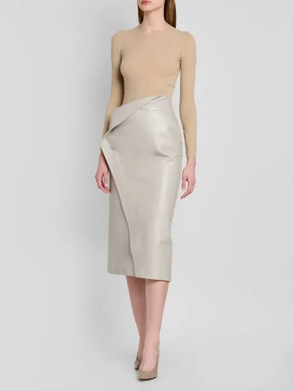 JIL SANDER Wrap Leather Midi Skirt