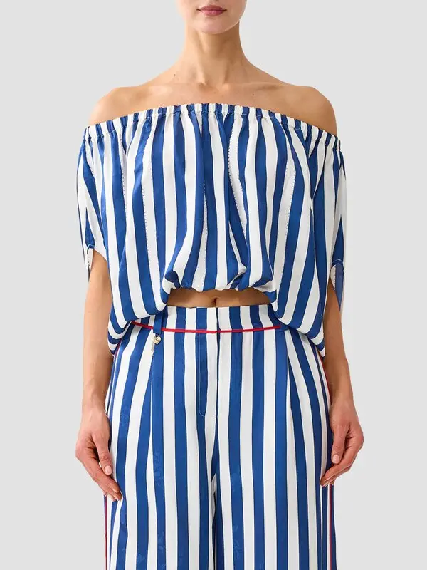 Camilla Striped Off-the-shoulder Top