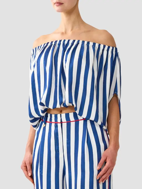 Camilla Striped Off-the-shoulder Top
