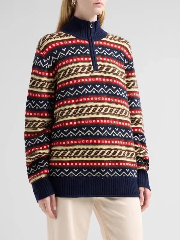 Guest In Residence Fair Isle-inspired Wool-cashmere Half-zip Sweater