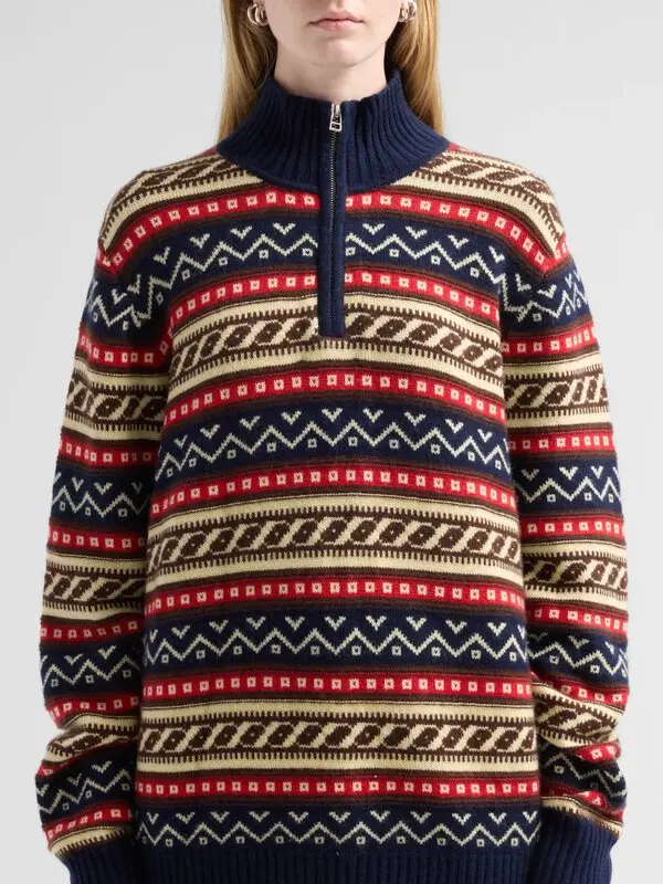 Guest In Residence Fair Isle-inspired Wool-cashmere Half-zip Sweater