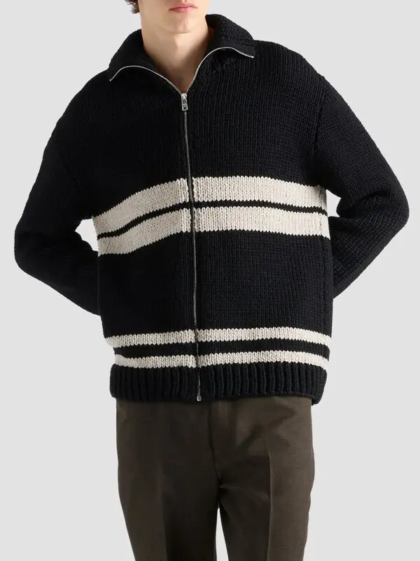 Prada Wool And Cashmere Zipper Cardigan