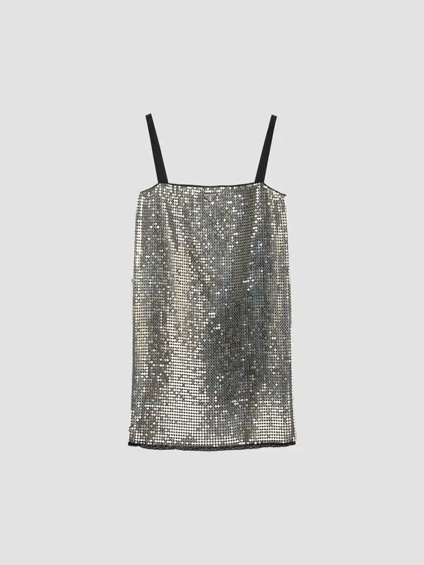 Prada Embroidered Metallic Mesh Mini-dress - Silver