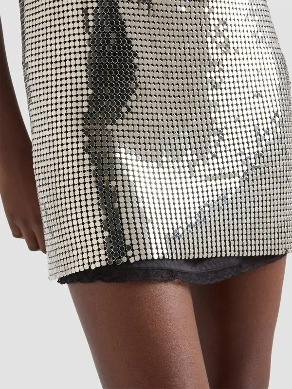 Prada Embroidered Metallic Mesh Mini-dress