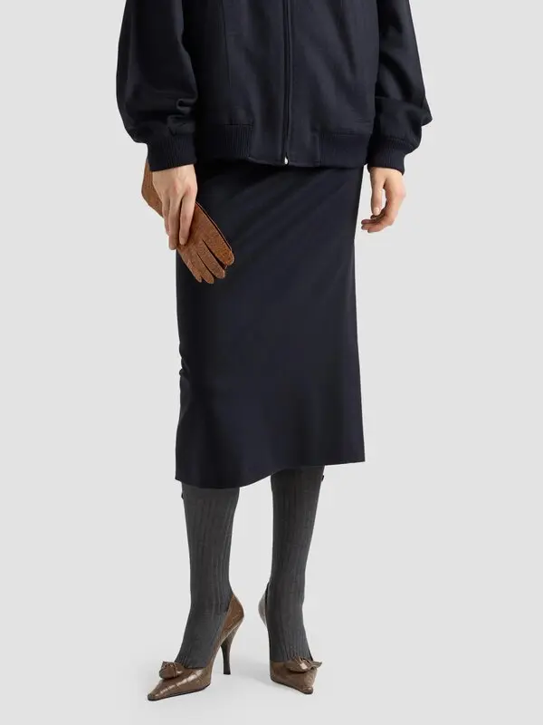Prada Double Cashmere Midi Skirt