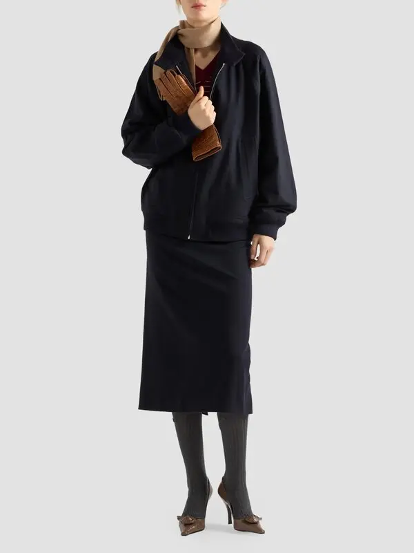 Prada Double Cashmere Midi Skirt